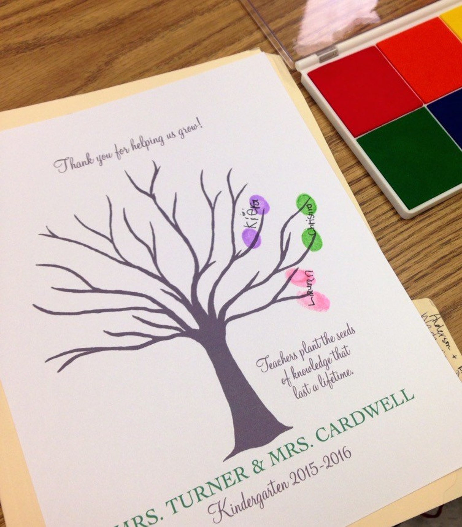 Personalized Teacher Fingerprint Tree Gift, Teachers Plant the Seeds ...