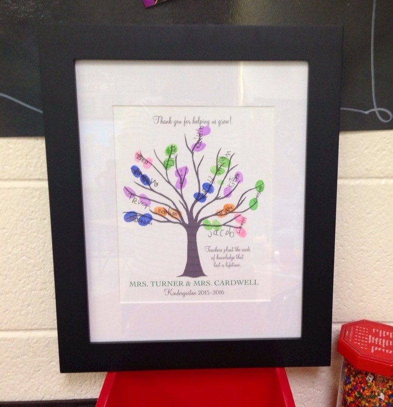 Fingerprint Tree Teacher Apple Gift Thank you for helping us grow ...