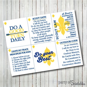 Scout Memory Cards Scout Motto / Law Cards Scout Flash - Etsy
