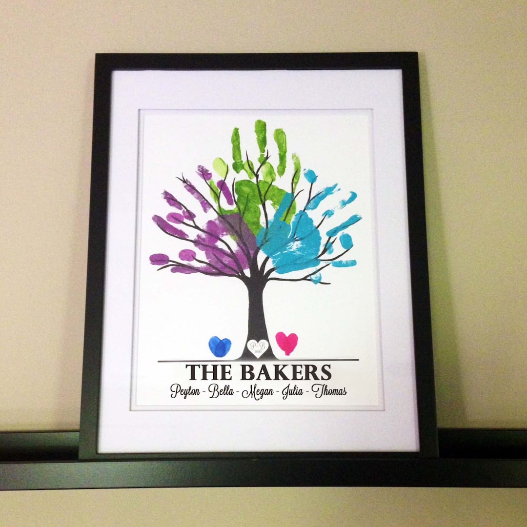 Family Names Handprint Tree, Personalized Wall Art, Family Handprint ...