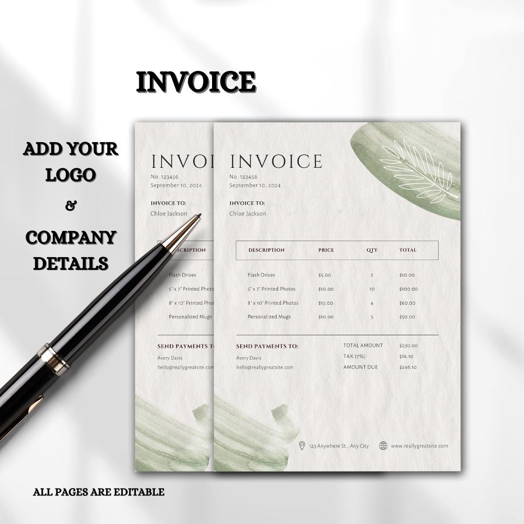 Green Minimalist Professional Invoice Organizer, Business Receipt ...