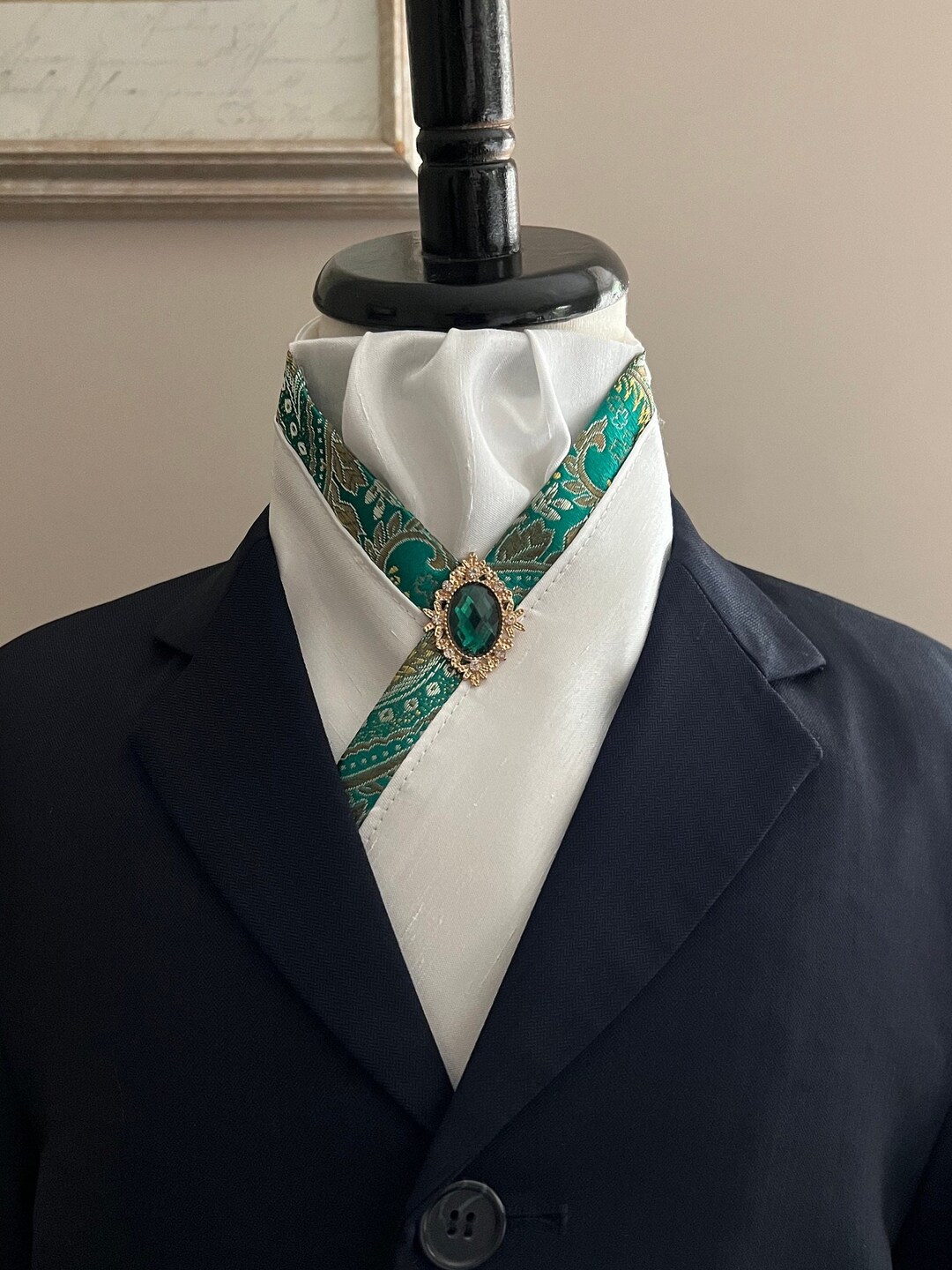 Emerald Green Brocade Trimmed Tie - Etsy