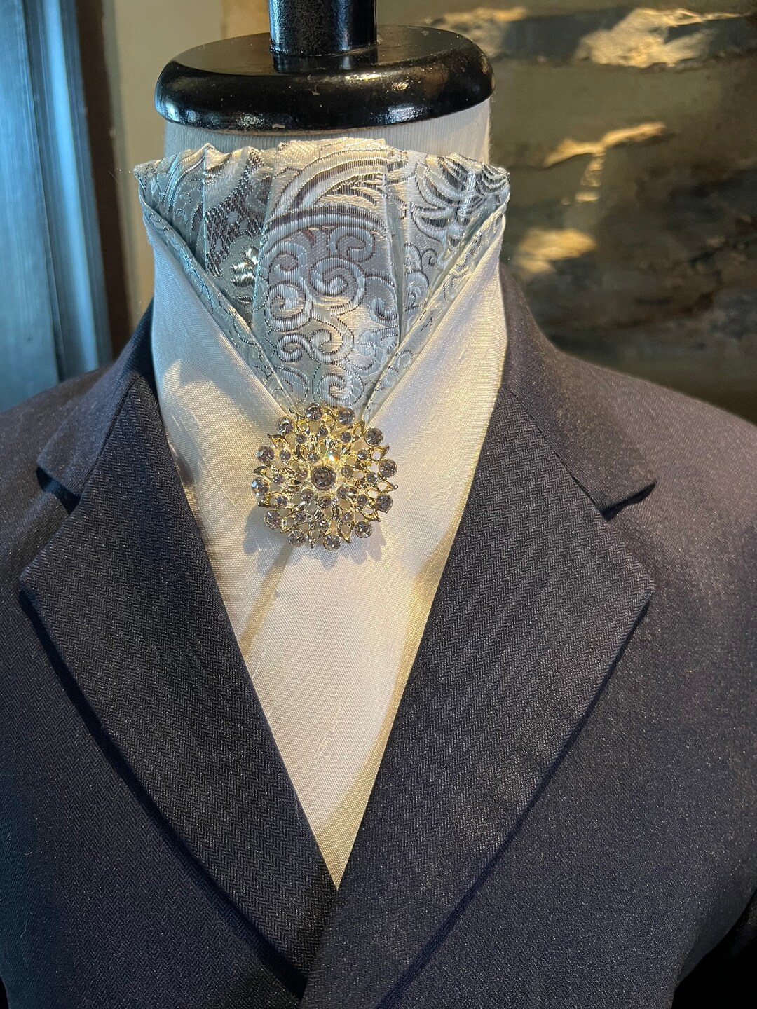 Ice Blue Brocade Trimmed Tie - Etsy