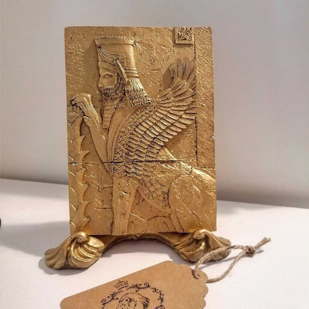 Winged God King Assyrian Sculpture Wall Plaque Tile Persian Ahura ...