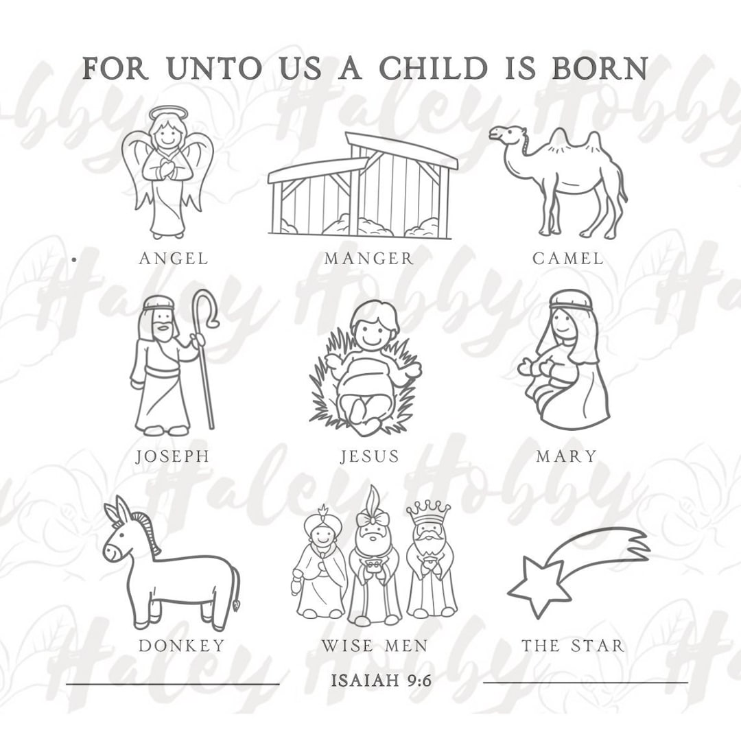 For Onto Us a Child is Born Isaiah 9 6 Christmas Christian Nativity 2 ...