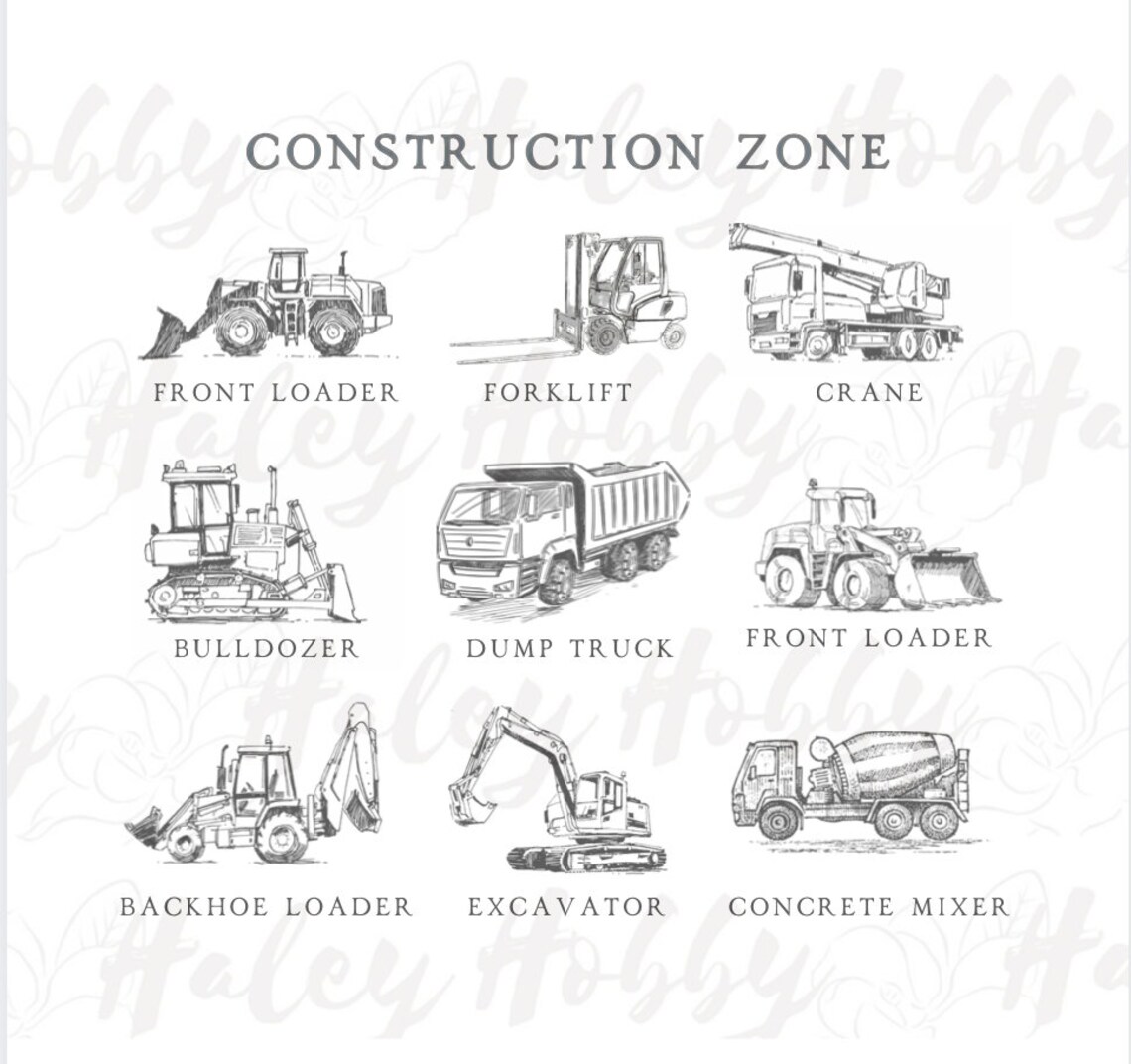 Construction Machines Equipment Zone Shirt 2 Sided Set PNG, Heat Press ...