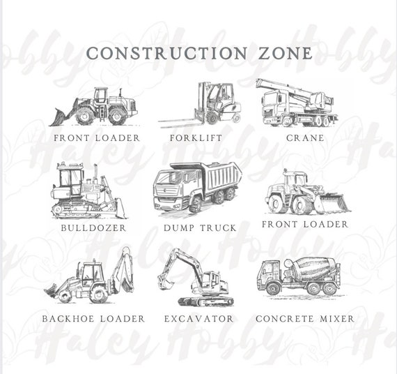 Construction Machines Equipment Zone Shirt 2 Sided Set PNG - Etsy