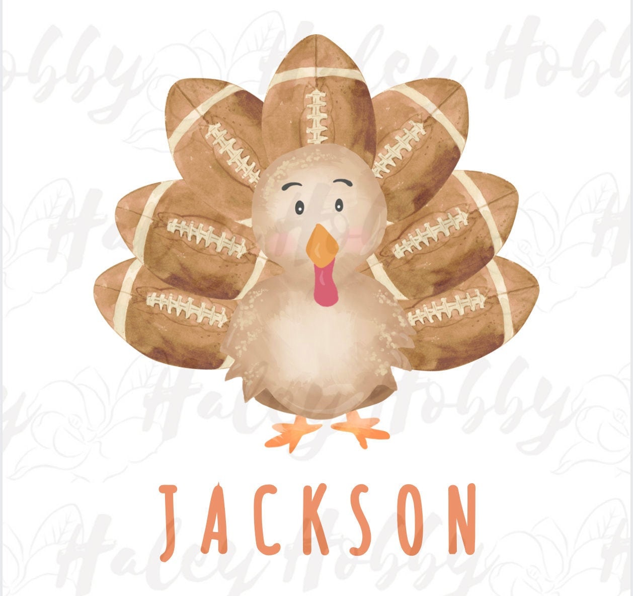 Fall Thanksgiving Turkey Football Boy Girl Monogram Name - Etsy