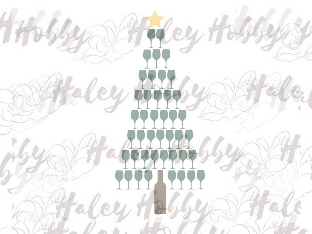 Wine Christmas Tree SVG Silhouette Cut File Digital Holiday DXF ...