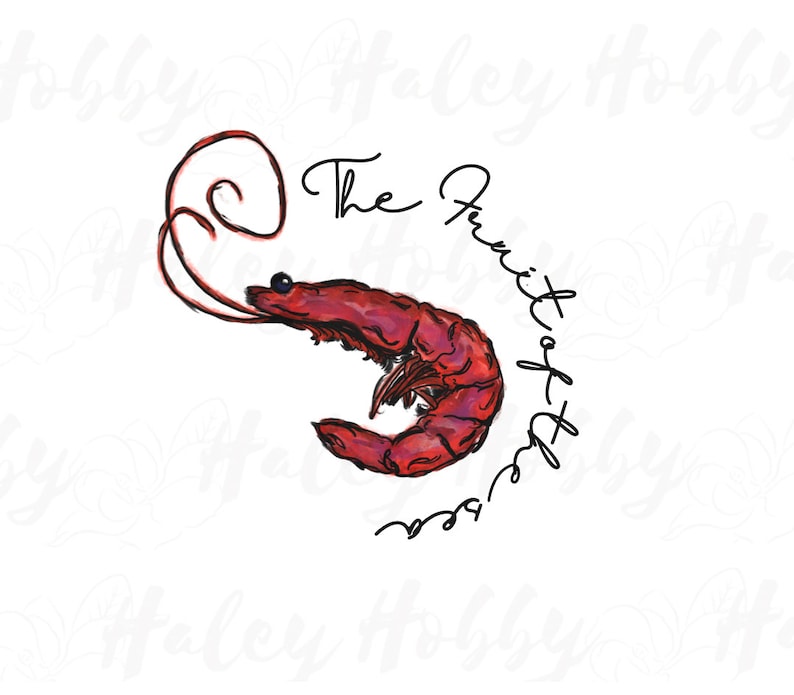 The Fruit of the Sea Shrimp Watercolor Shrimp Boat 2 Sided Shirt PNG ...