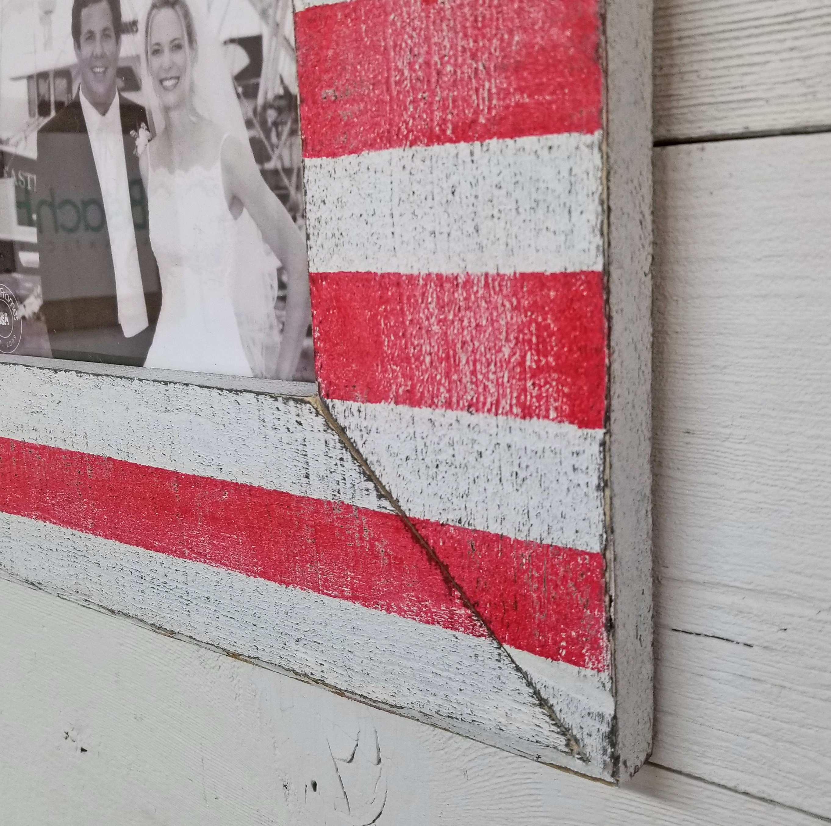 American Flag Modern Farmhouse Thick Rustic Wood Picture Frame | Etsy