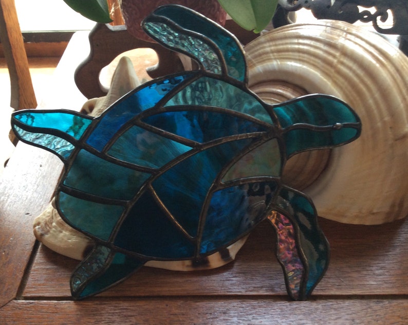 Stained Glass Sea Turtle Sea Turtle Beach Art Glass - Etsy