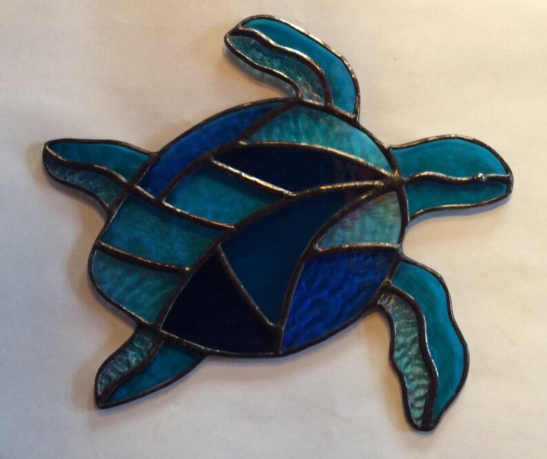Stained Glass Sea Turtle Sea Turtle Beach Art Glass - Etsy