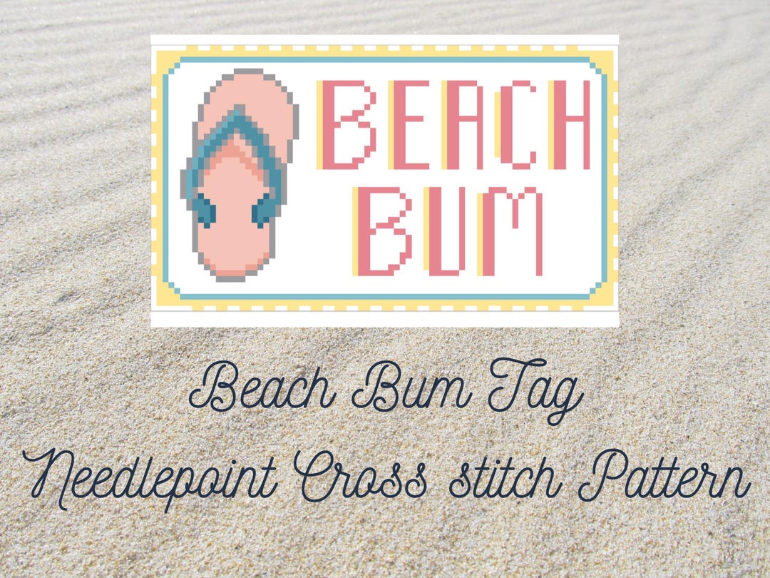 Beach Bum Tag or Patch Needlepoint Cross Stitch Pattern - Digital ...