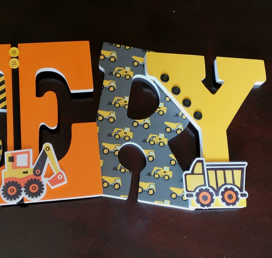 Construction nursery letters wooden letters construction | Etsy