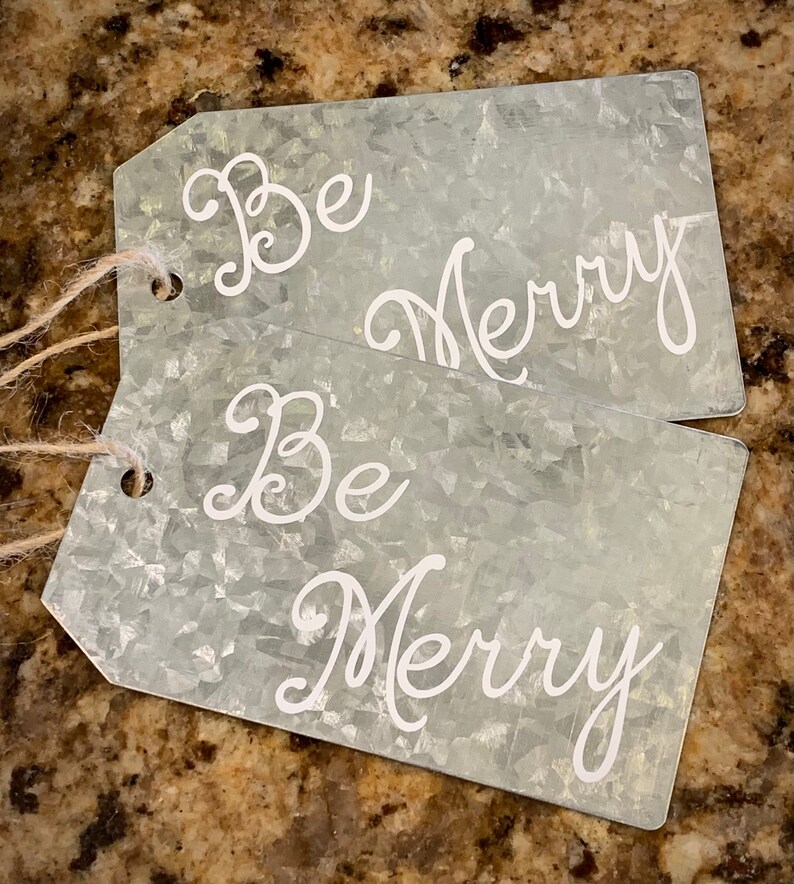 Be Merry Metal Gift Tag Ornament - Etsy