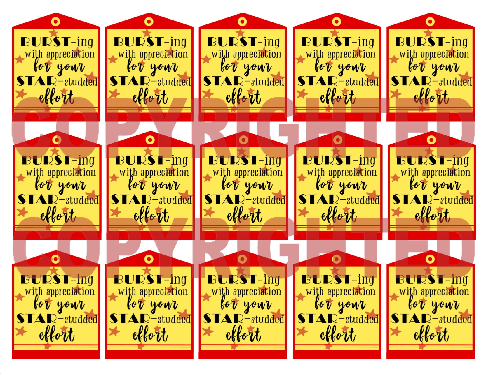 Bursting With Appreciation Starburst Gift Tags - Etsy