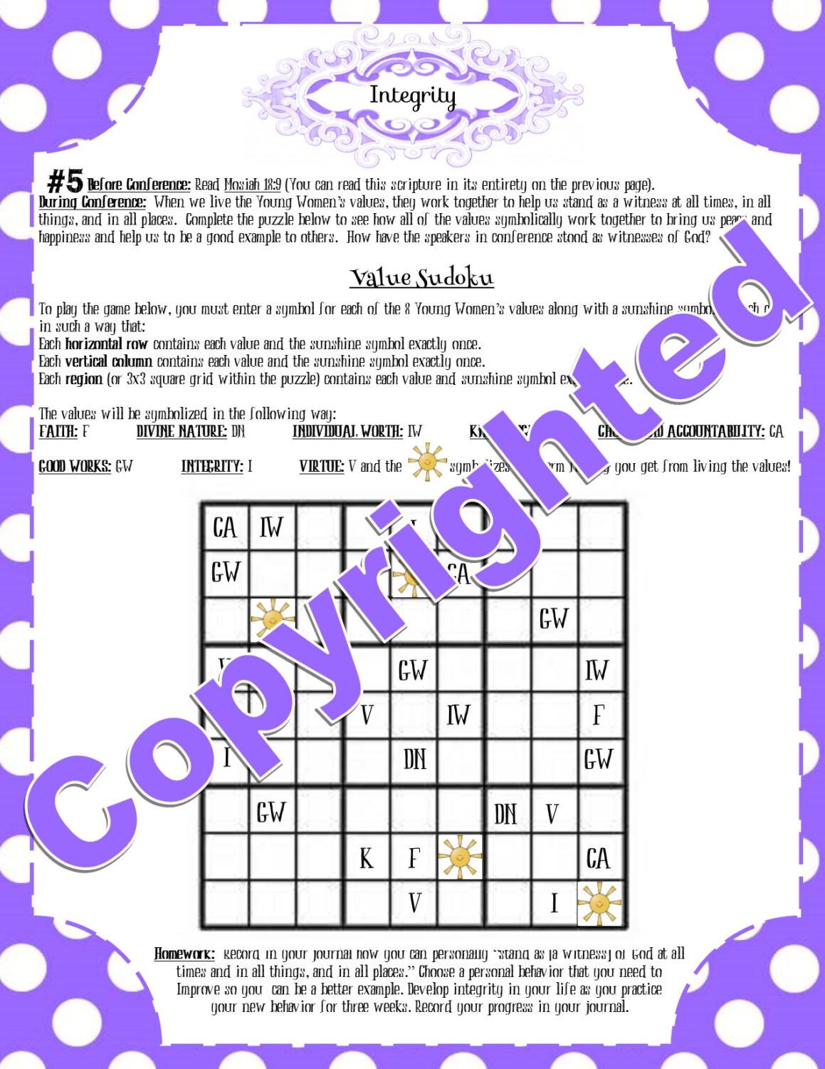 Young Women Personal Progress General Conference Challenge - Etsy