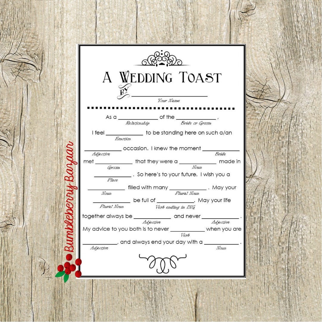 Printable Wedding Toast Mad Lib - Etsy