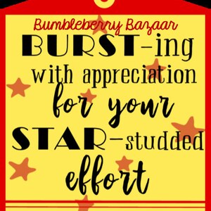 Bursting With Appreciation Starburst Gift Tags - Etsy