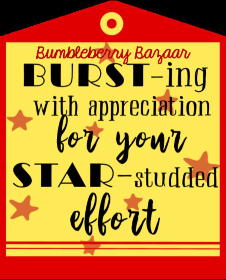 Bursting With Appreciation Starburst Gift Tags - Etsy