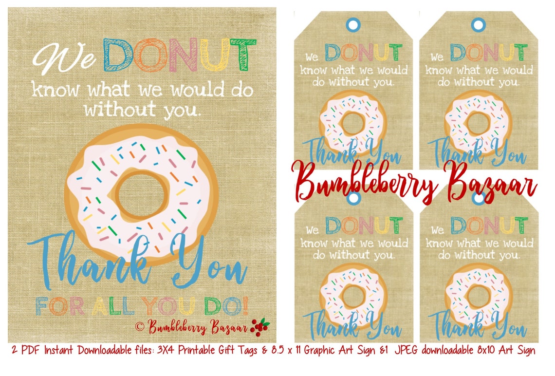 Printable Donut Gift Tags and 8x10 Donut Wall Art - Etsy