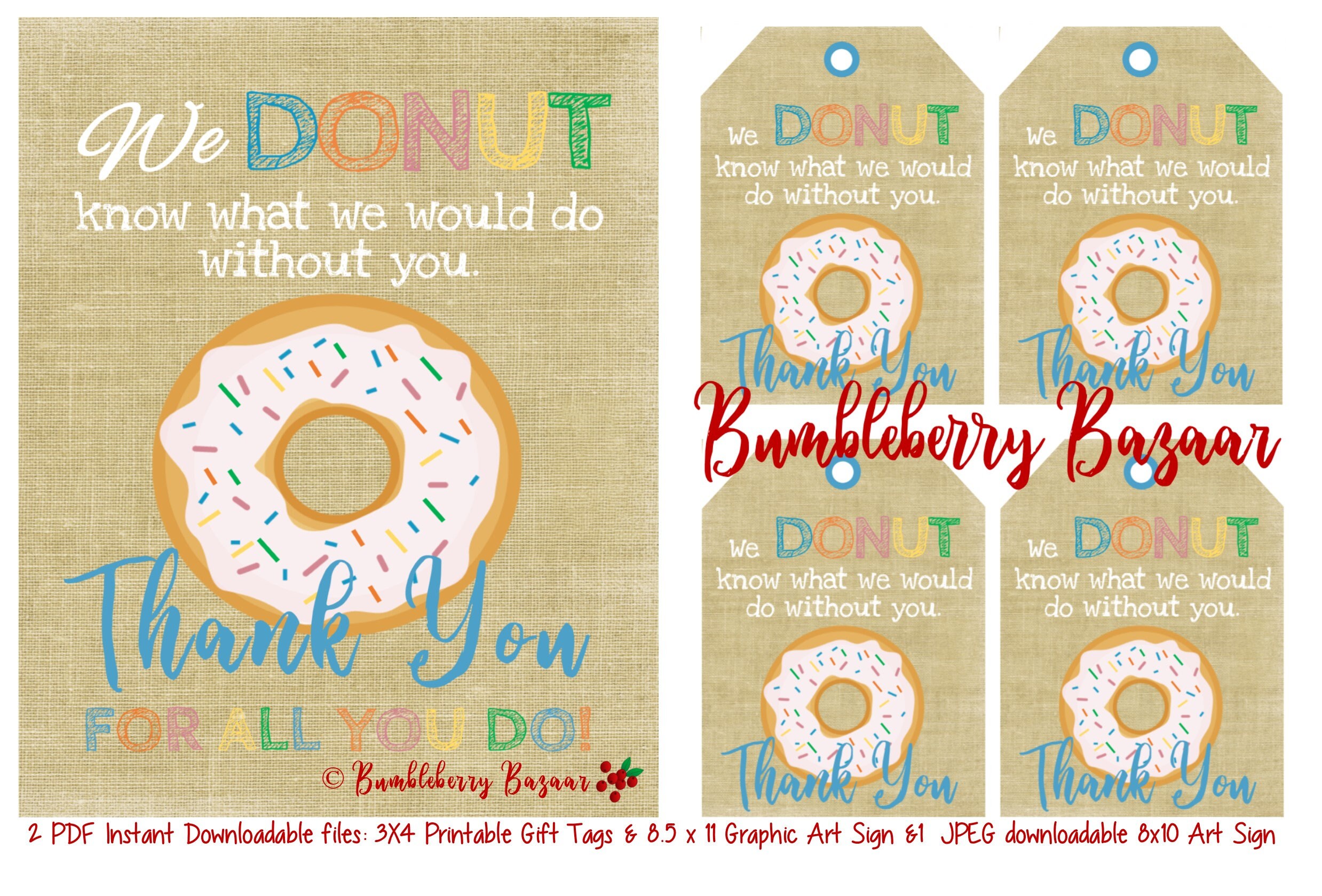 Printable Donut Gift Tags and 8x10 Donut Wall Art - Etsy