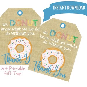 Printable Donut Gift Tags and 8x10 Donut Wall Art - Etsy