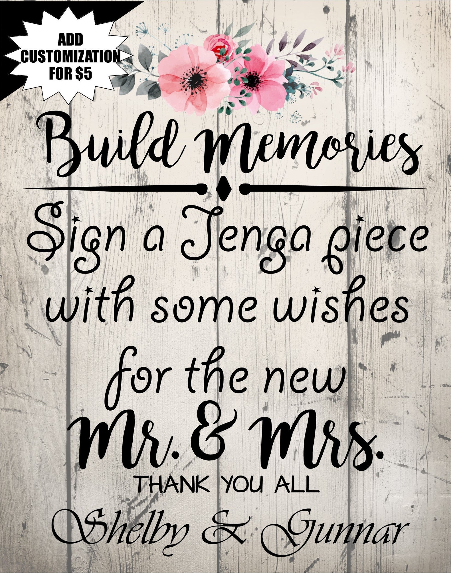 Jenga Pieces Wedding Wishes Sign Printable - Etsy
