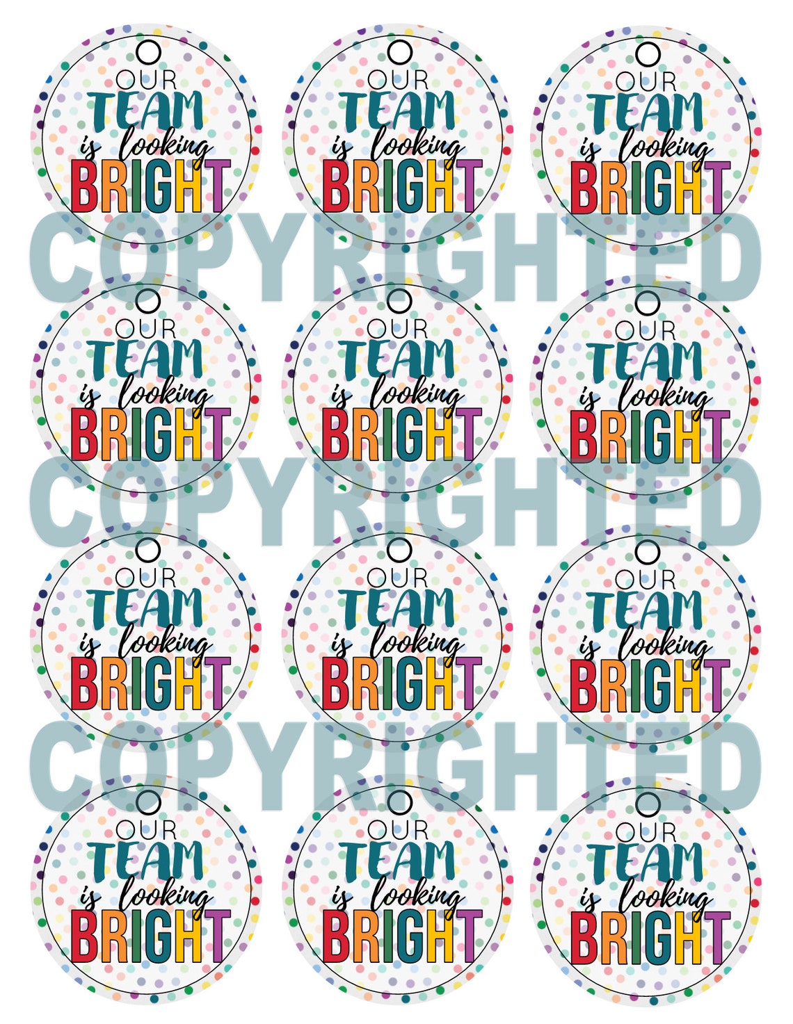 Our Team is Looking Bright Team Gift Tag - Etsy