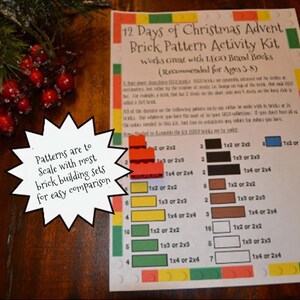 12 Days of Christmas Advent Brick Pattern Activity Kit - Etsy