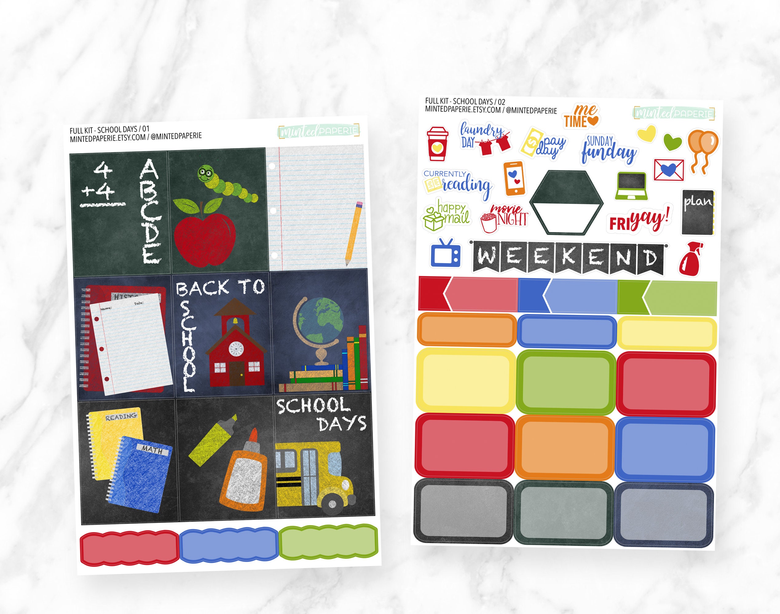 School Days Full Kit Planner Stickers Fkschldys | Etsy