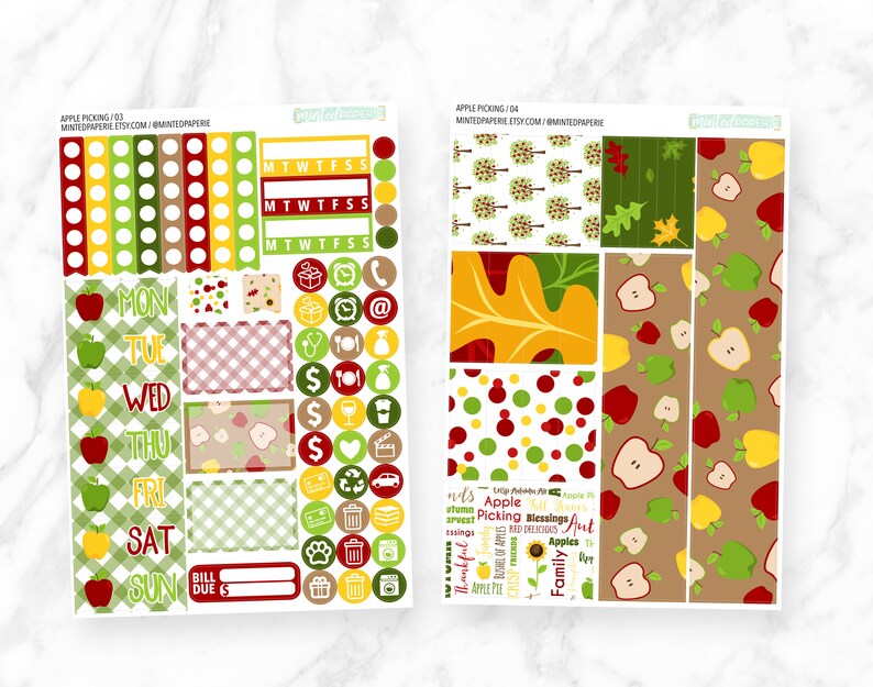Apple Picking Full Kit Planner Stickers Die Cut Stickers | Etsy