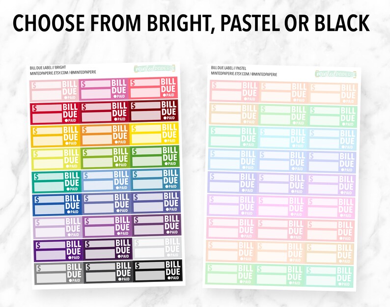 Bdlbl Bill Due Label Planner Stickers | Etsy