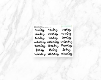 Days of the Week Script, Printable Planner Stickers - Etsy