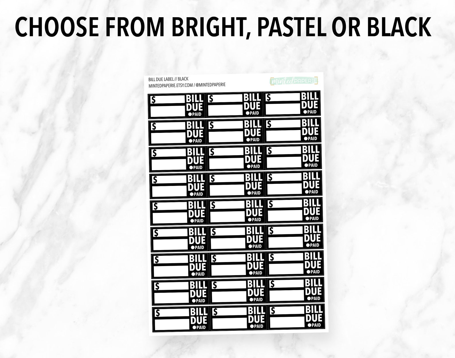 Bdlbl Bill Due Label Planner Stickers | Etsy