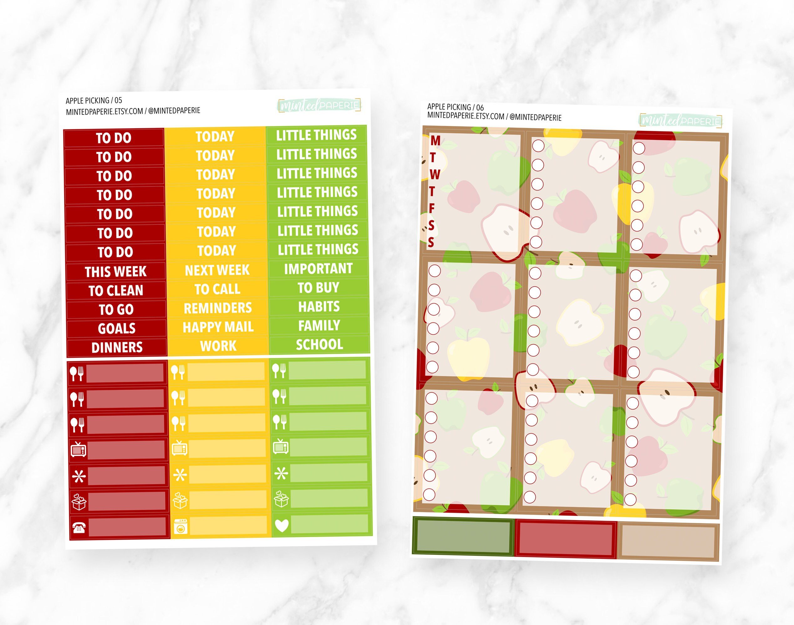 Apple Picking Full Kit Planner Stickers Die Cut Stickers | Etsy