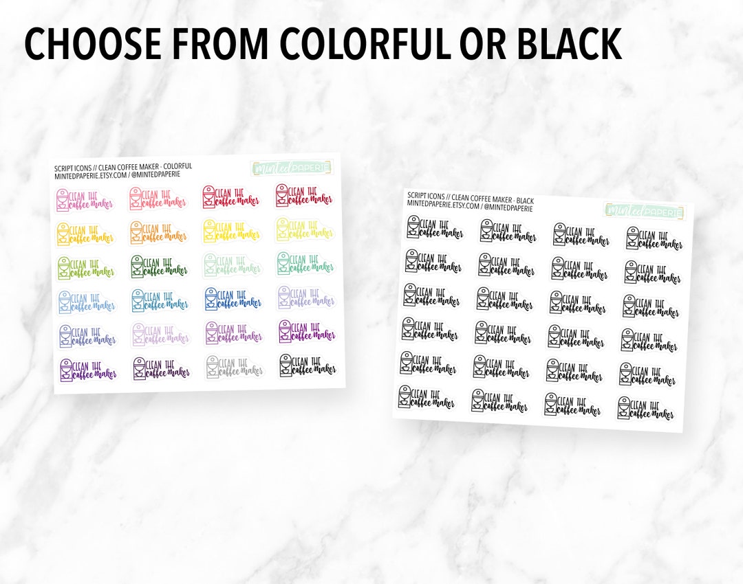 Cleancoffee Clean Coffee Maker Script Icon Planner Stickers - Etsy