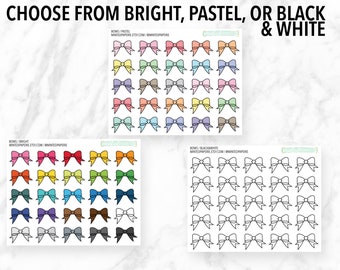 Printable Planner Stickers, Bows and Clips Stickers, Fits Micro Happy ...