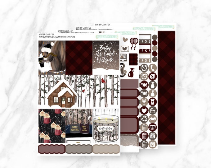 Winter Cabin Mini Kit Planner Stickers Kwntrcbn - Etsy