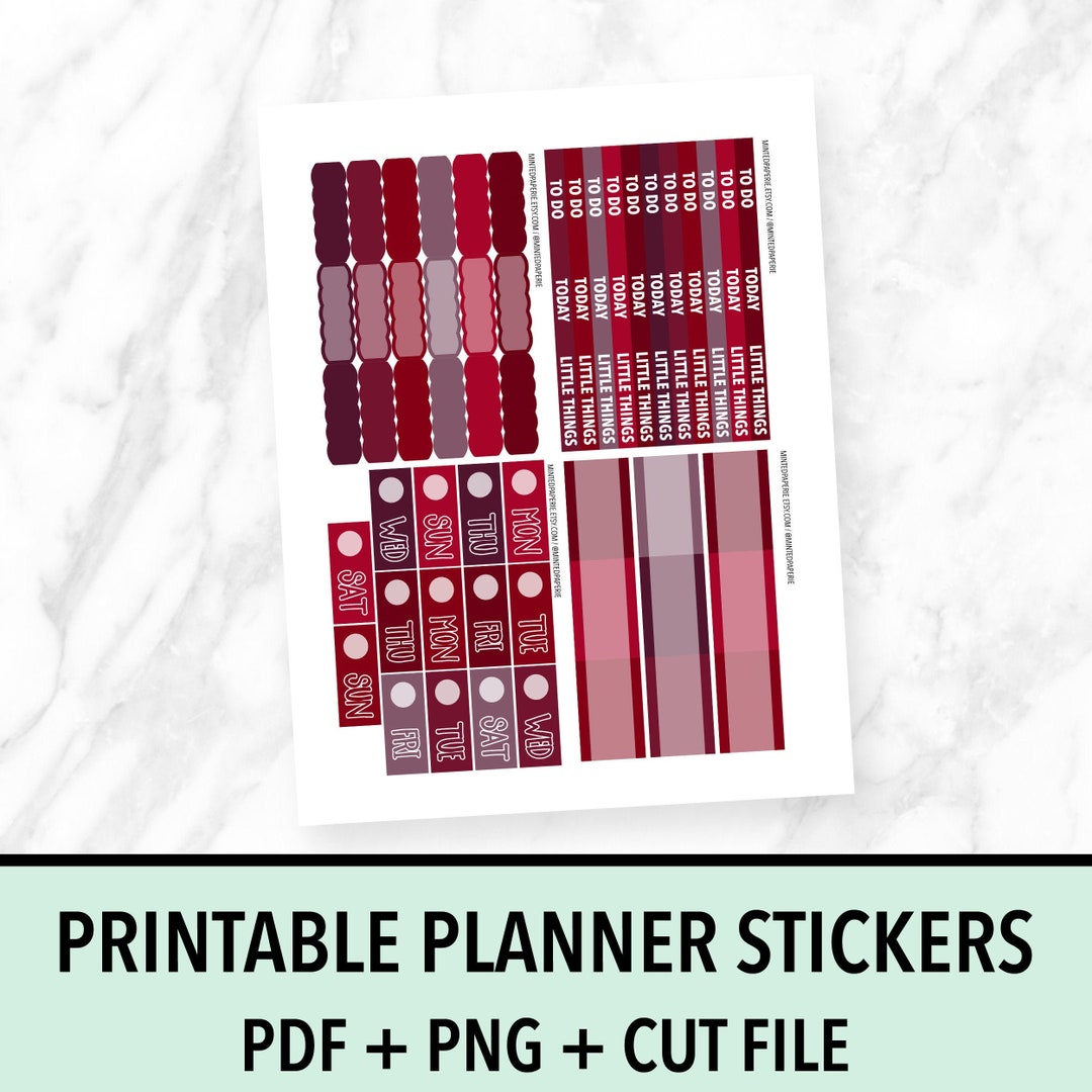 Color Collection: Ruby Printable Planner Stickers / Functional - Etsy