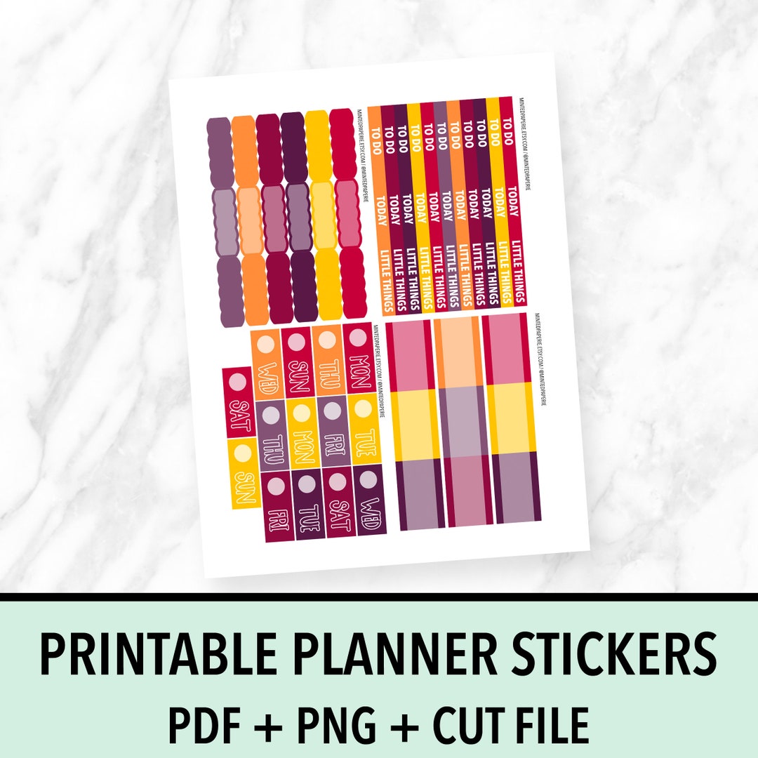 Color Collection: Cali Printable Planner Stickers / Functional - Etsy