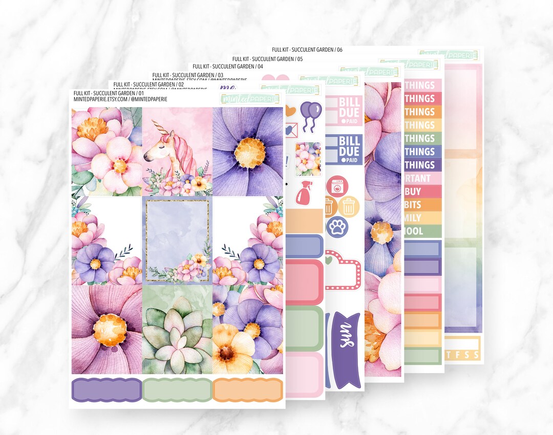 Succulent Garden Full Kit Planner Stickers Fksucculent - Etsy