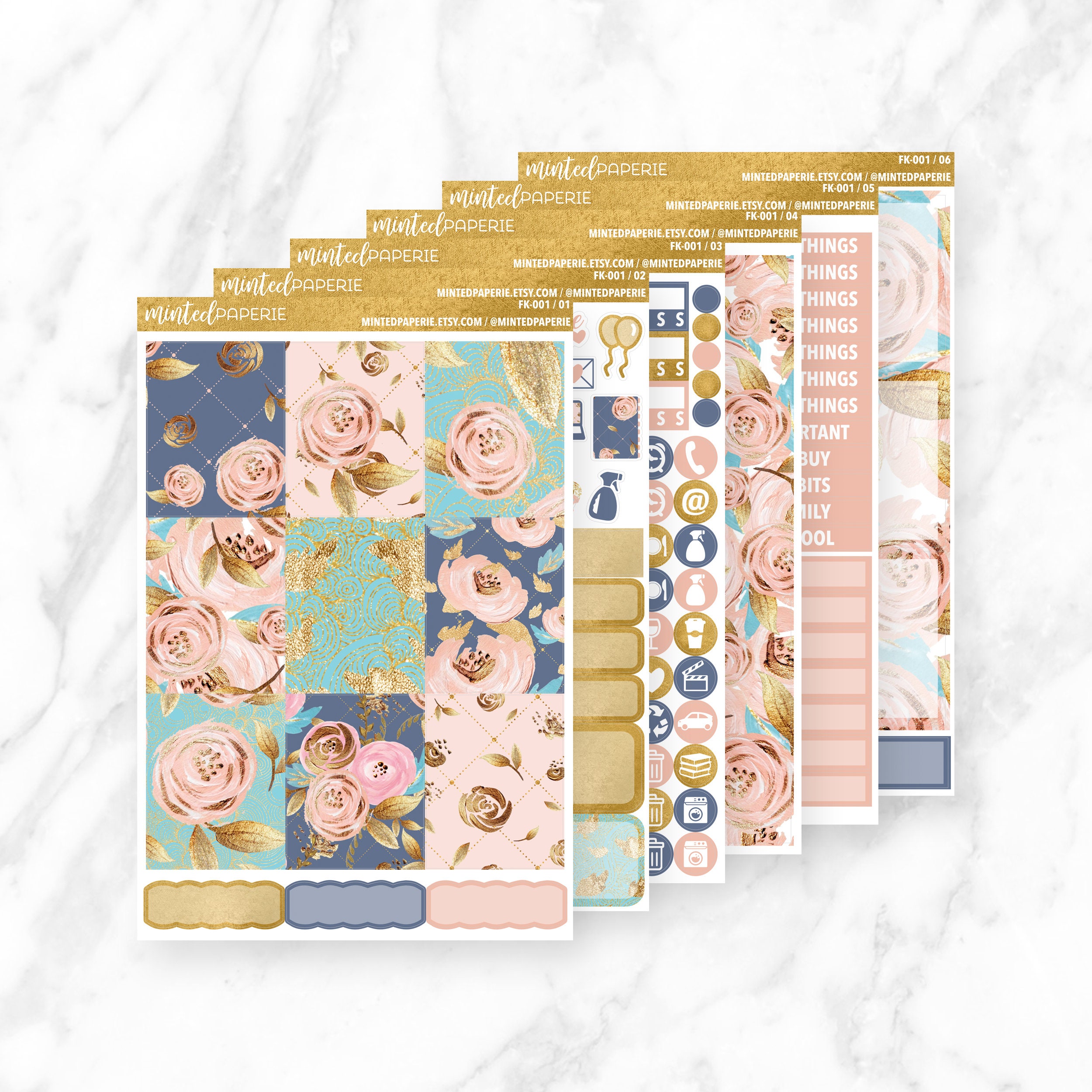 Gilded Floral Full Kit Planner Stickers Fk-001 - Etsy