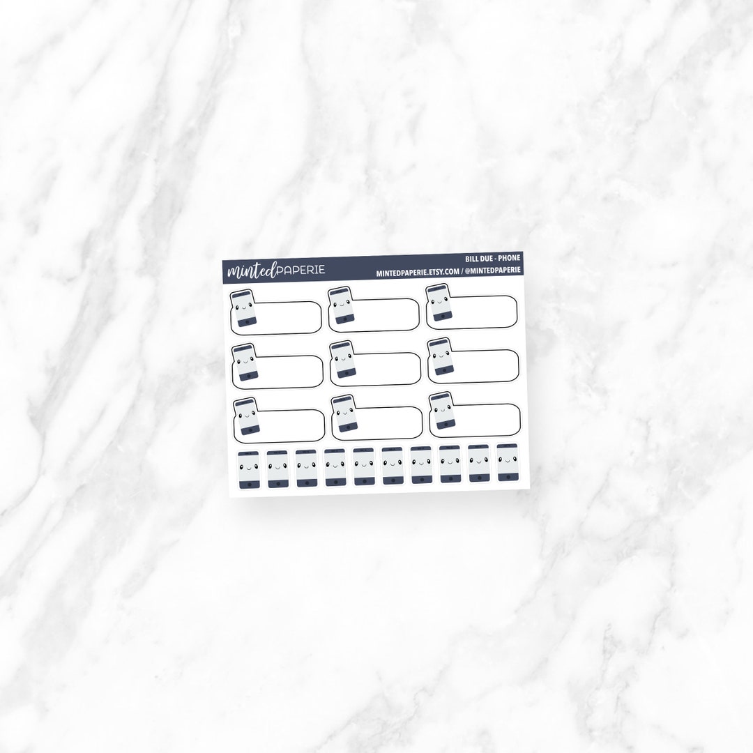 Phone Bill Due Labels & Icons Planner Stickers Bd-phone - Etsy