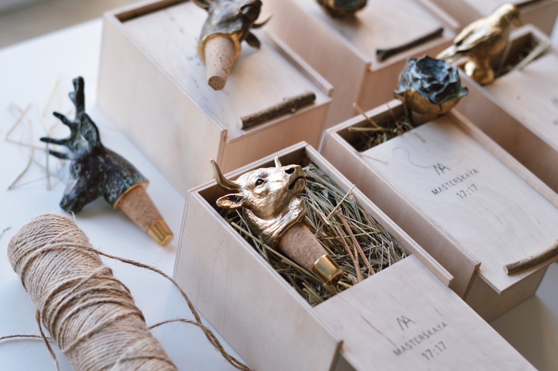 Bottle Stopper Bull. Wine Bottle Stopper Gold Color. Christmas - Etsy