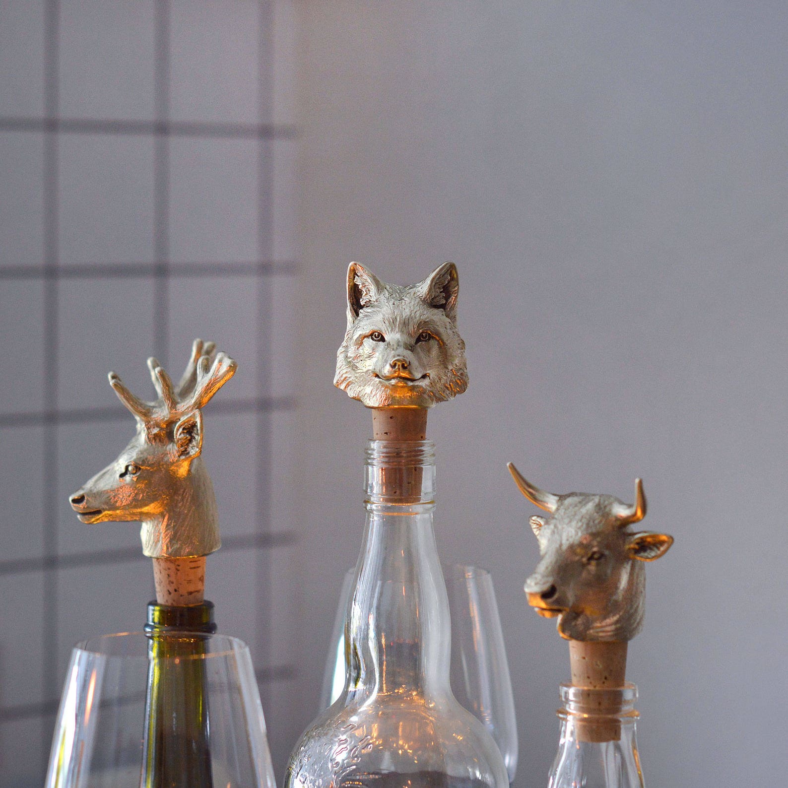 Bottle Stopper Fox. Wine Bottle Cork. Brass Gold Color - Etsy