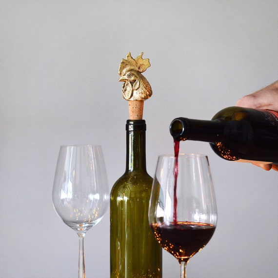 Bottle Stopper Rooster. Wine Bottle Stopper Gold Colour. - Etsy