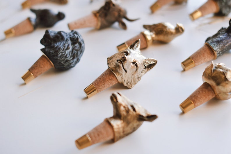 Bottle Stopper Fox. Wine Bottle Cork. Brass Gold Color - Etsy