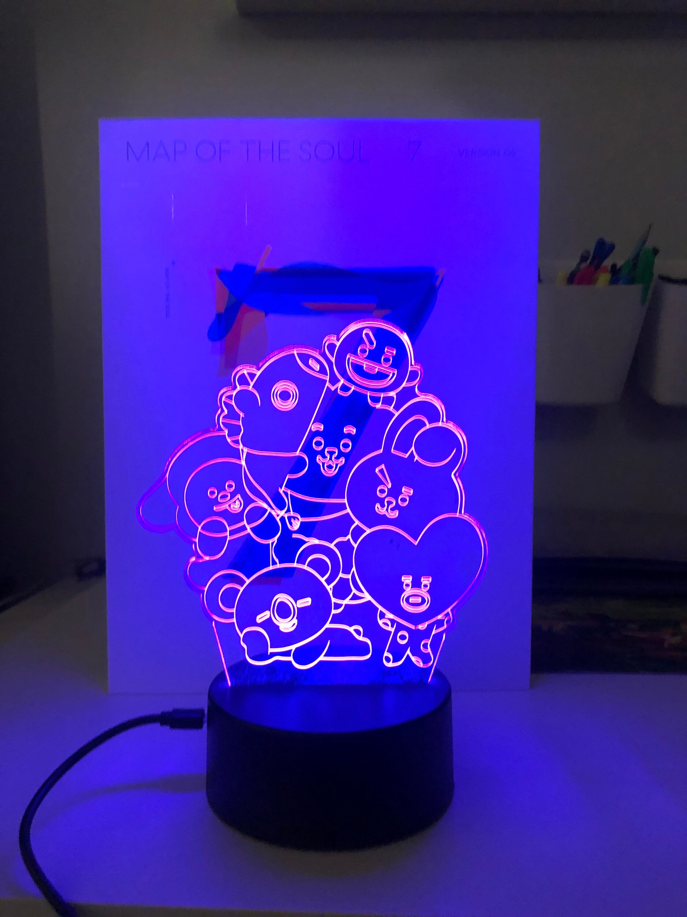 Bt21 Led Multicolored Night Light - Etsy Australia